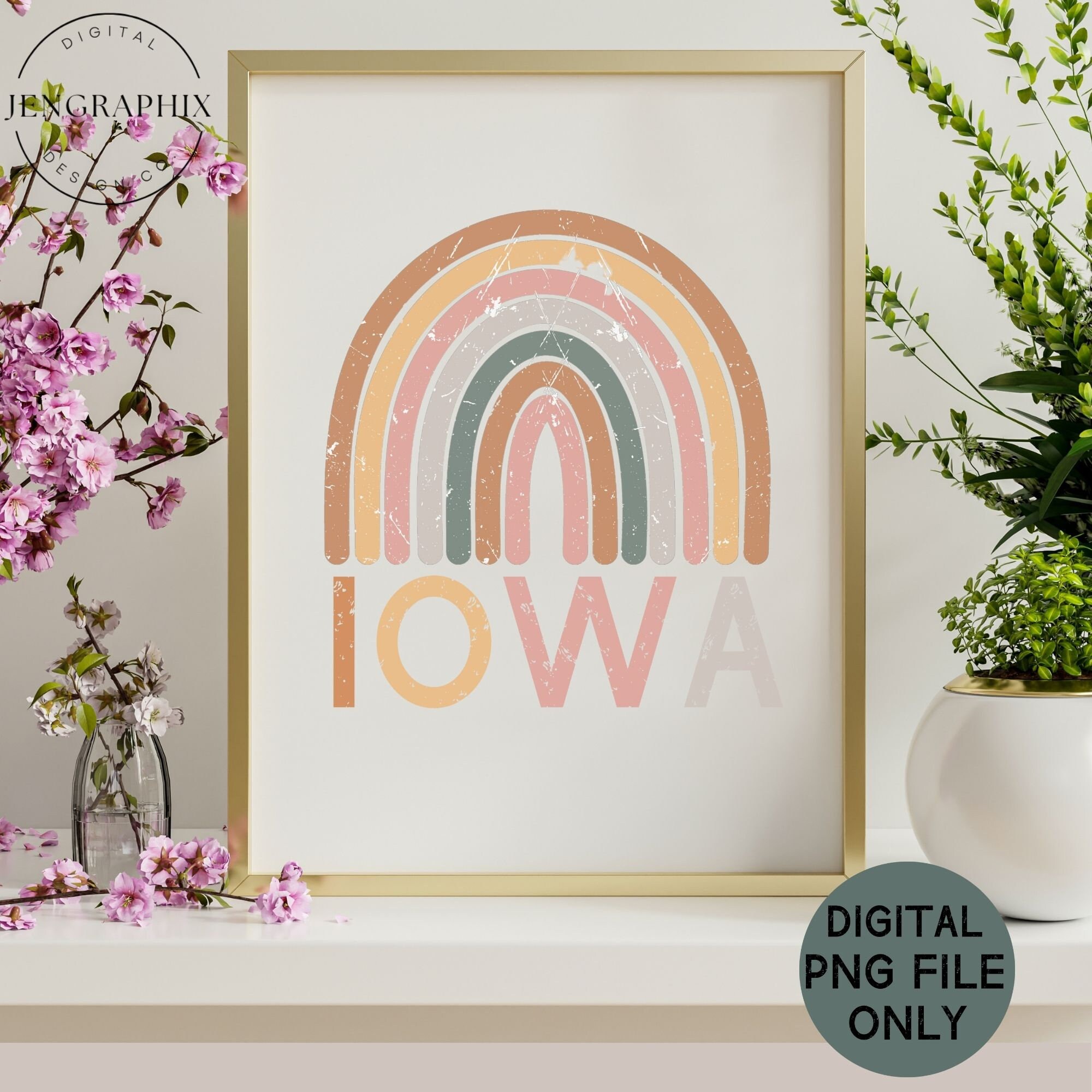 Iowa Rainbow Png, Iowa State Png, Iowa Png, Iowa Sublimation, Boho Iowa ...