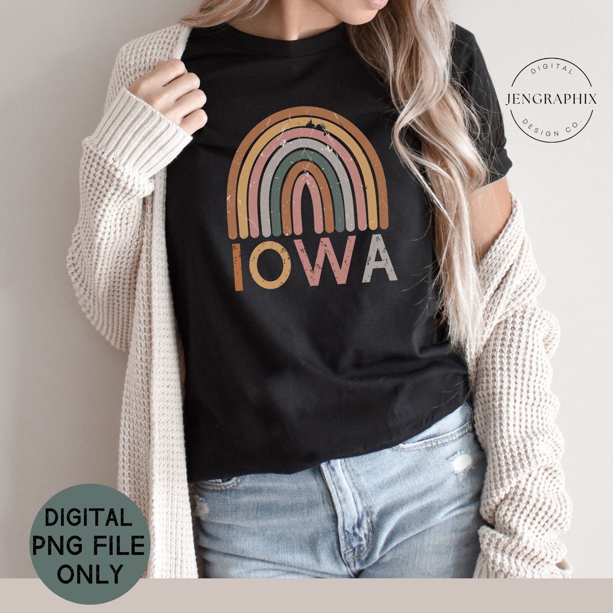 Iowa Rainbow Png, Iowa State Png, Iowa Png, Iowa Sublimation, Boho Iowa ...
