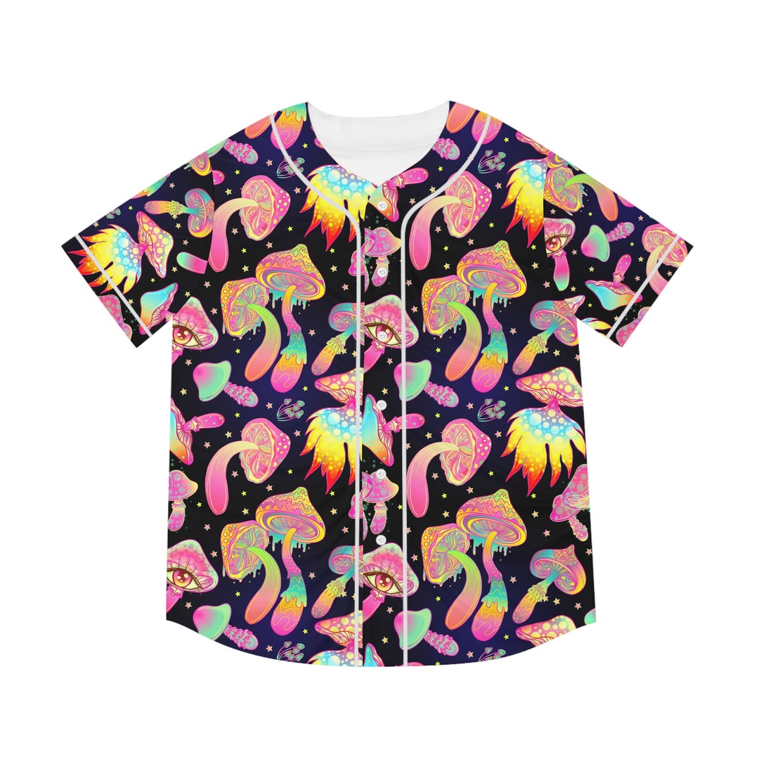 Men's Trippy Shroom Rave Baseball Jersey Mushroom Jersey for Raves Mens ...