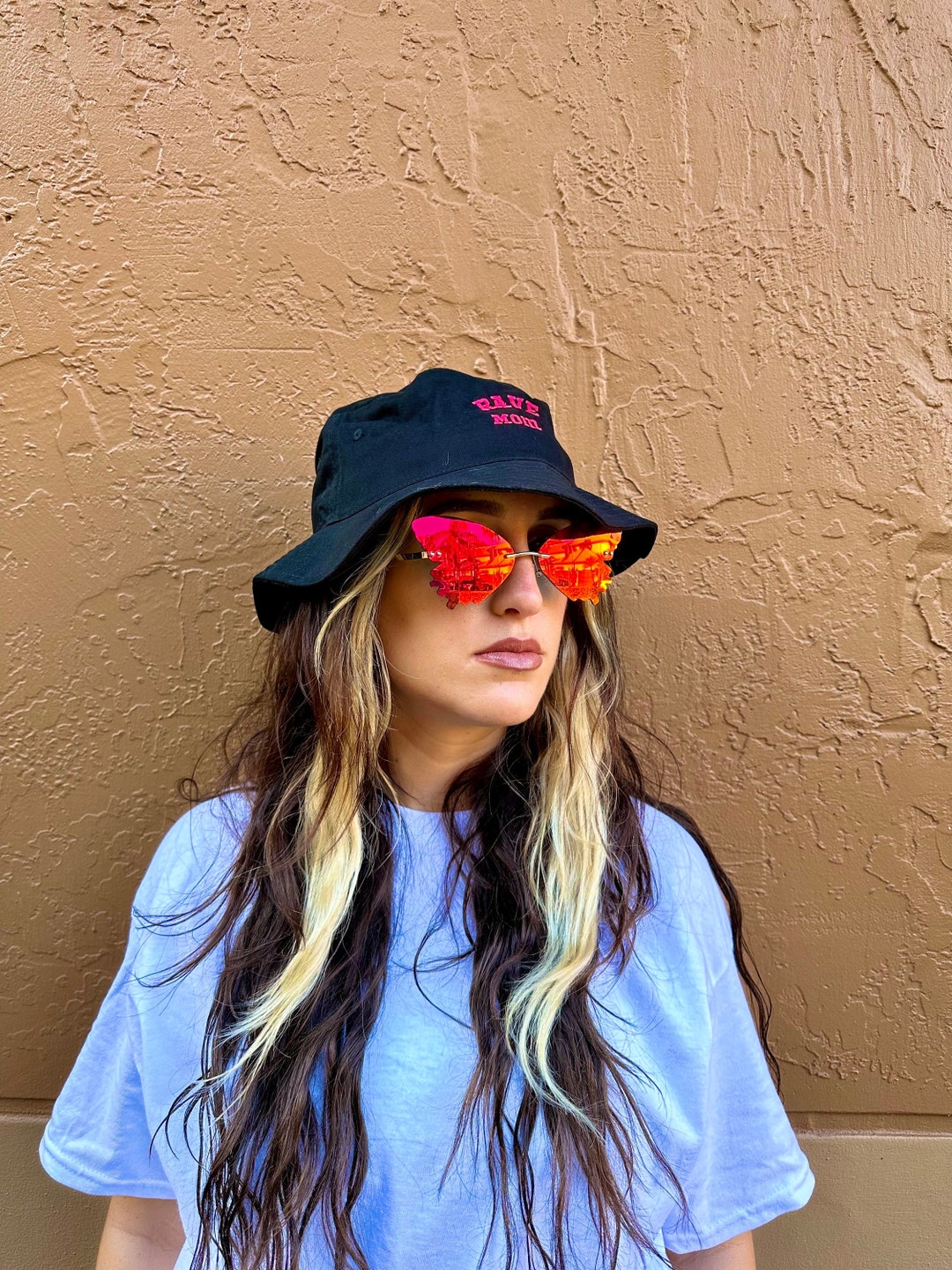 Rave Mom Black Bucket Hat for Festival White Bucket Hat for Rave ...