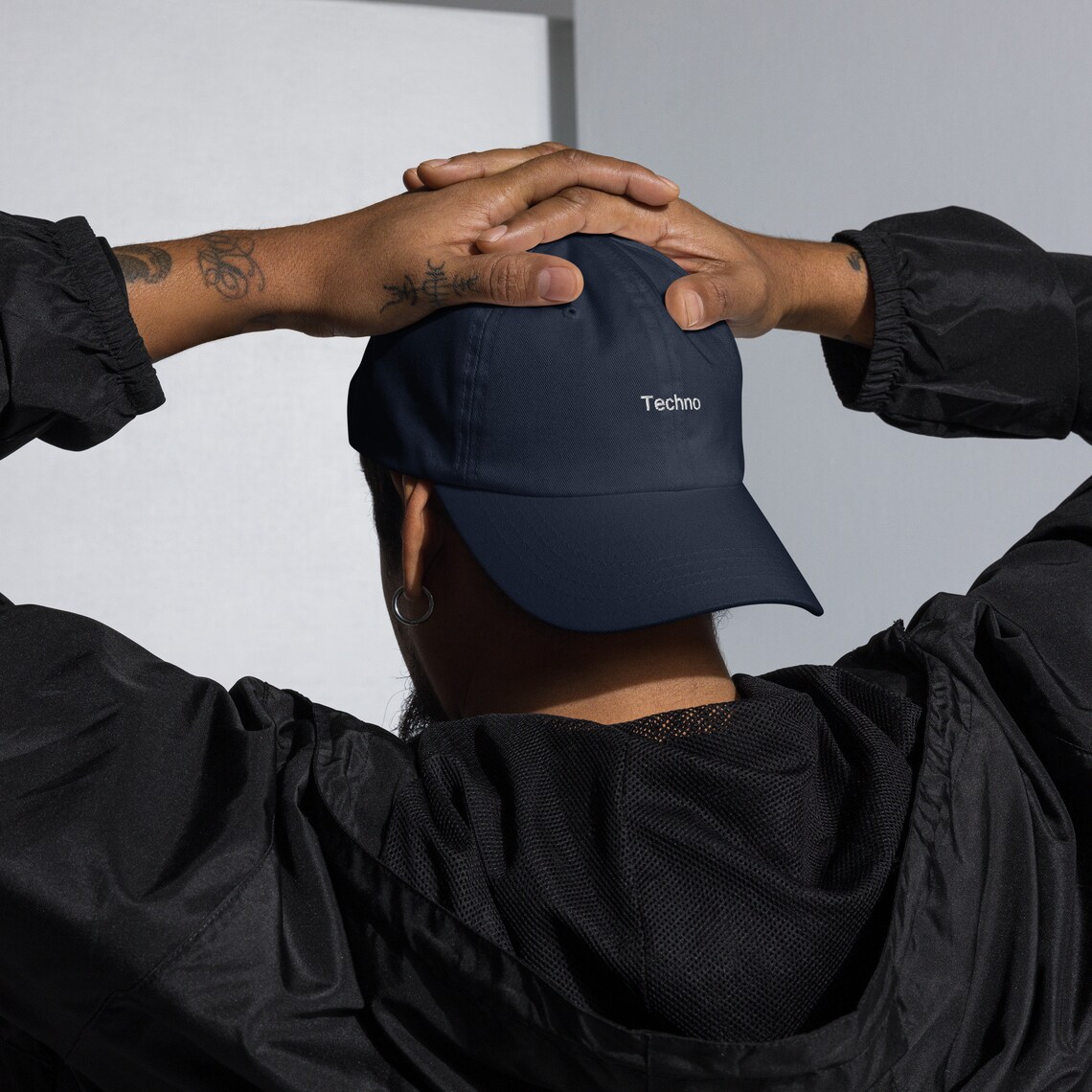 Techno Dad Hat for Festival Techno Baseball Cap for Rave Black Baseball ...