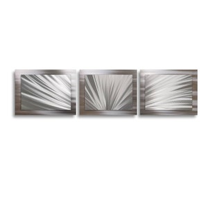 Silver Metal Wall Art, Gallery Set, Modern Art, Metal Decor, 3 Piece ...