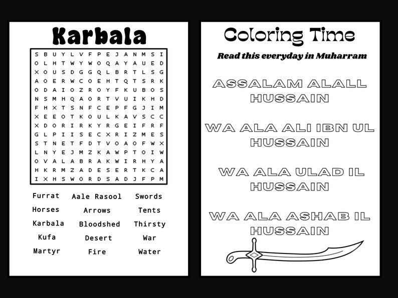 Muharram Activity Sheets for Kids | Karbala Worksheets | Learn About ...