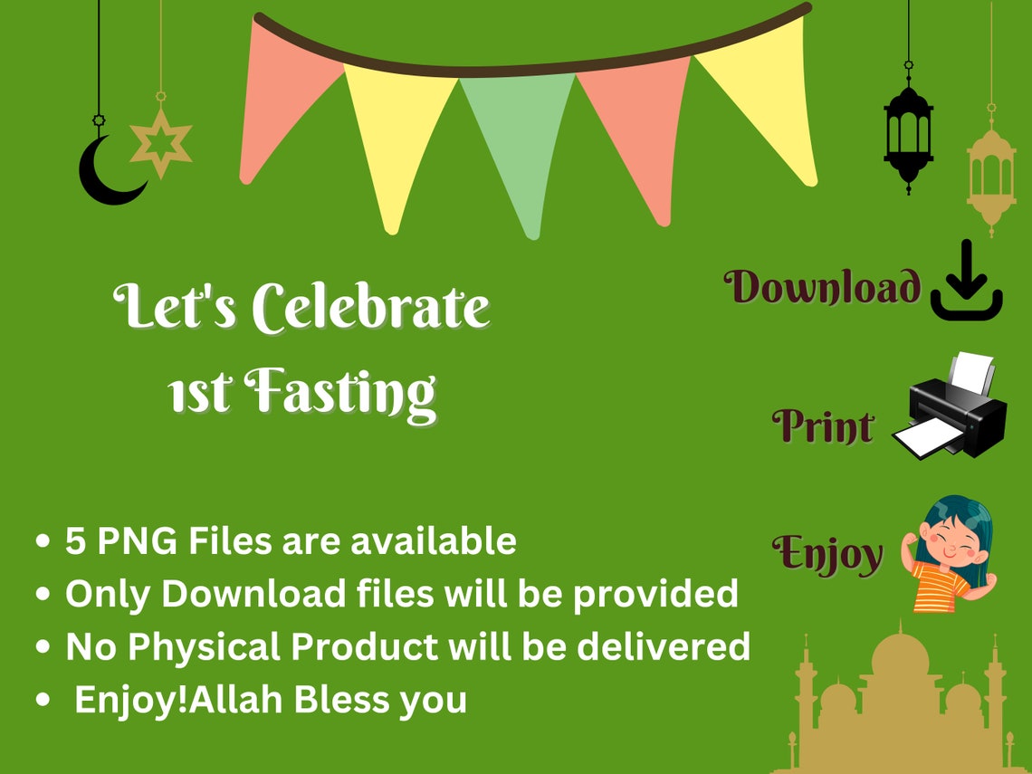 1st Fasting Celebration for Kids | Roza Khushai Banner L=9.5cm, W= 7cm ...