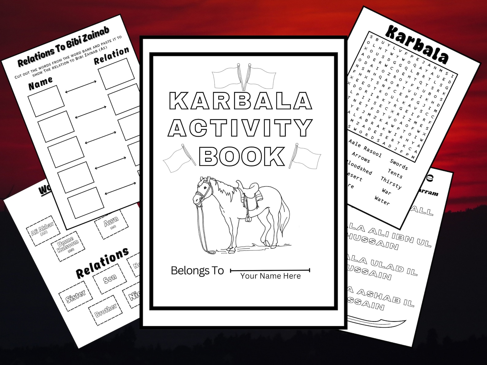 Muharram Activity Sheets for Kids | Karbala Worksheets | Learn About ...