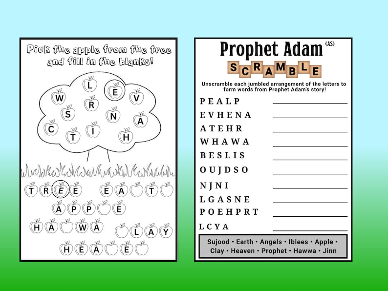 Prophet Adam (AS) Activity Book | Prophets Activity Book | Learn About ...
