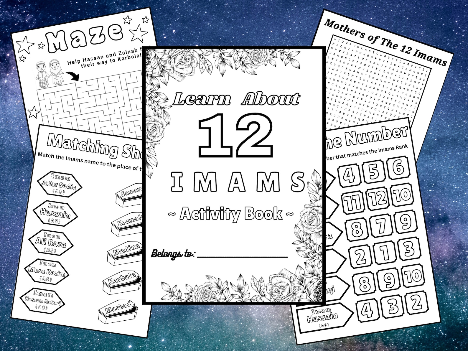 12 Imams Activity Book for Kids | 12 Imams Worksheets | Learn About 12 ...