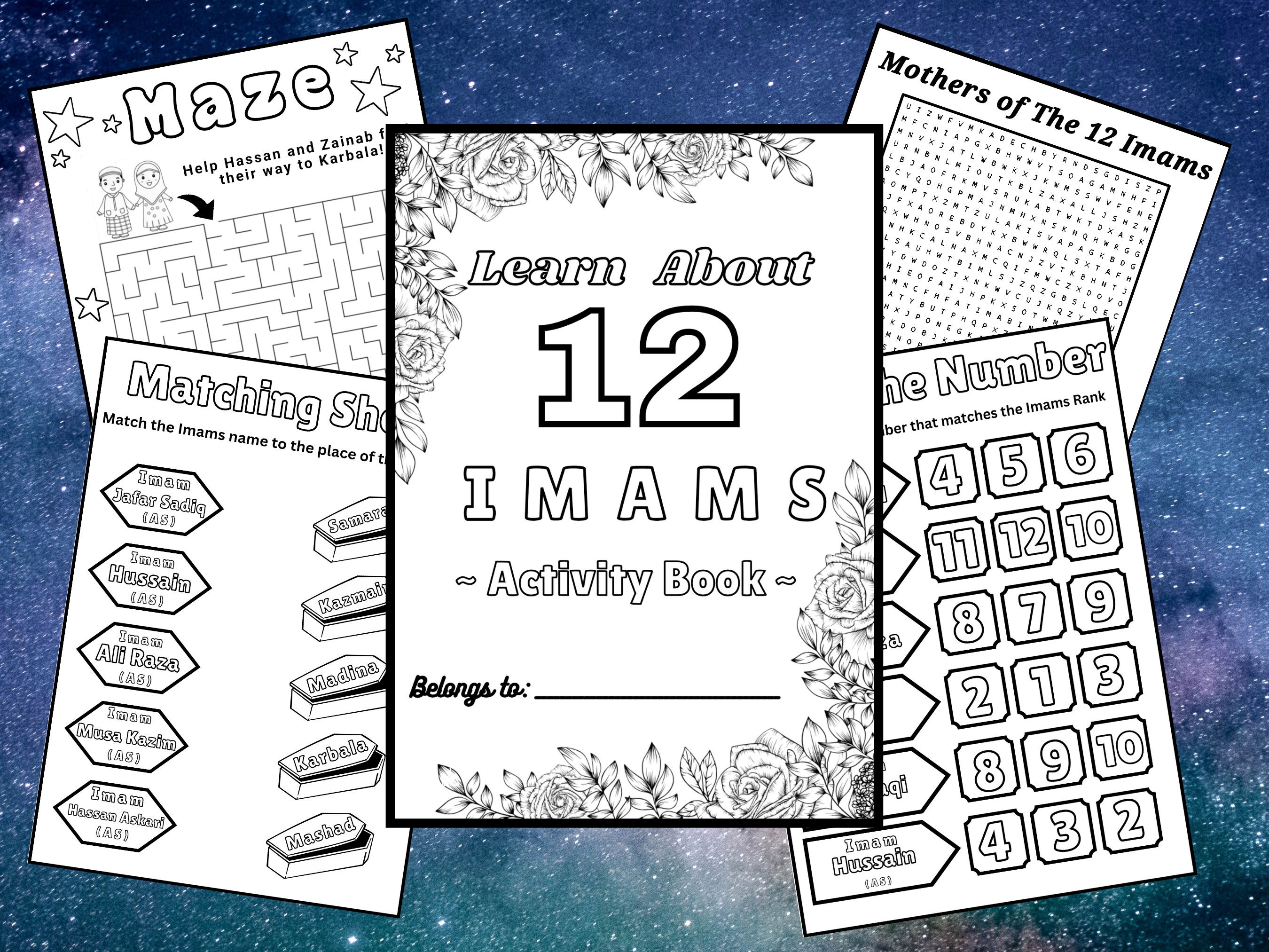 12 Imams Activity Book for Kids | 12 Imams Worksheets | Learn About 12 ...