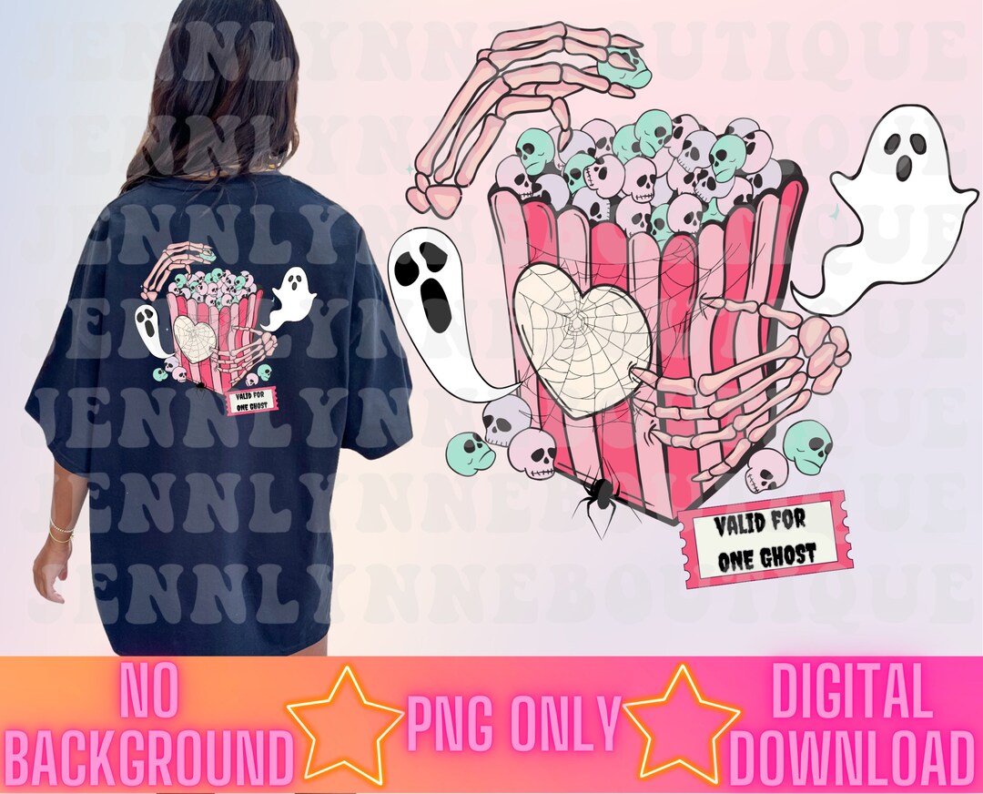 Halloween Ghost Popcorn Png. Halloween Skull Skeleton Pink Sublimation ...