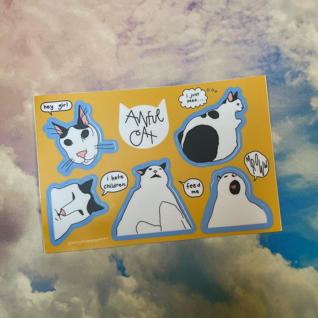 Awful Cat Sticker Sheet - Etsy
