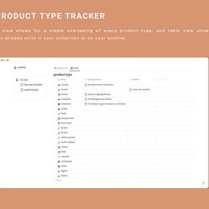 Notion Makeup Collection Notion Template | Aesthetic Notion Template ...