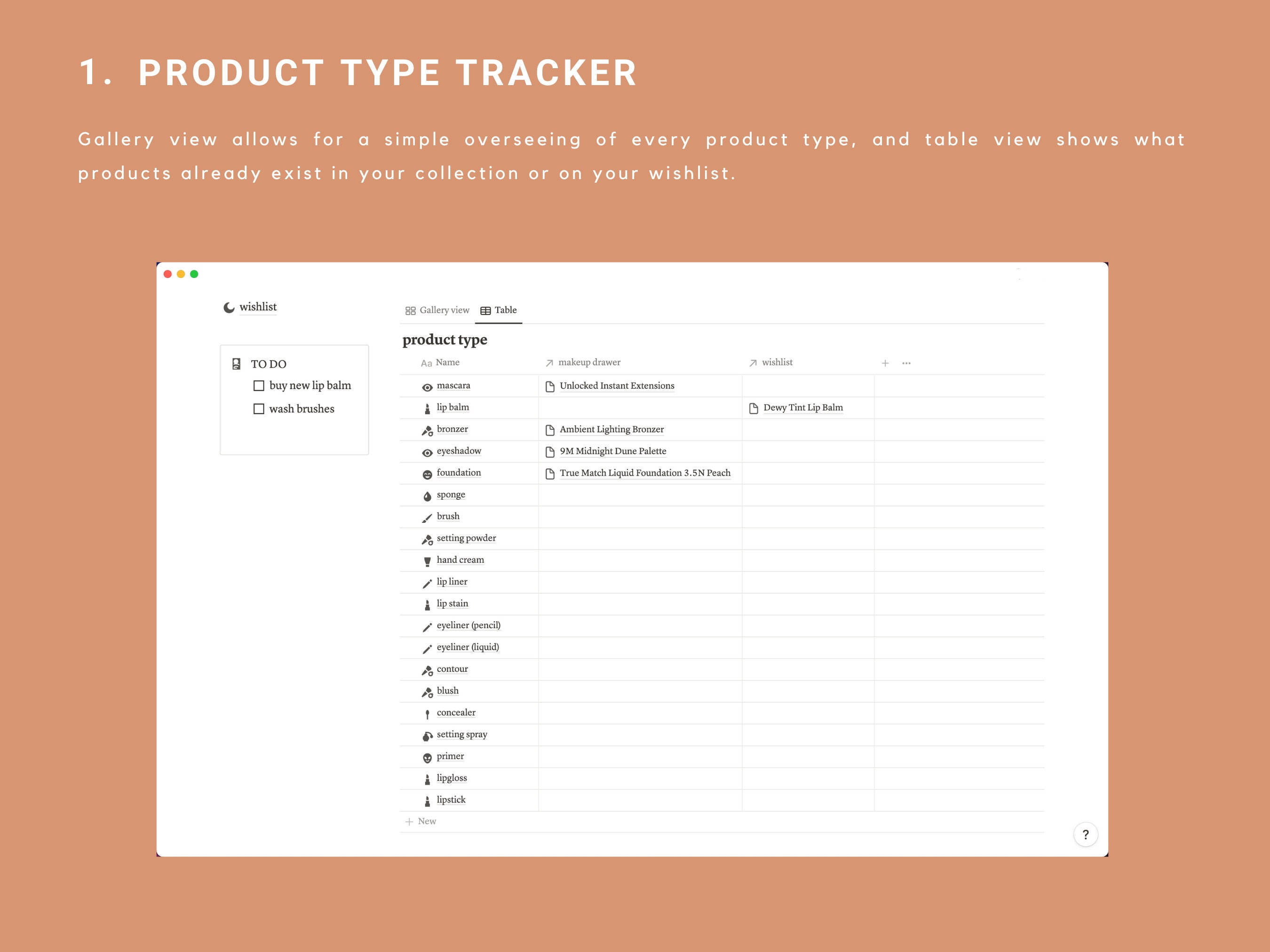 Notion Makeup Collection Notion Template Aesthetic Notion Template ...