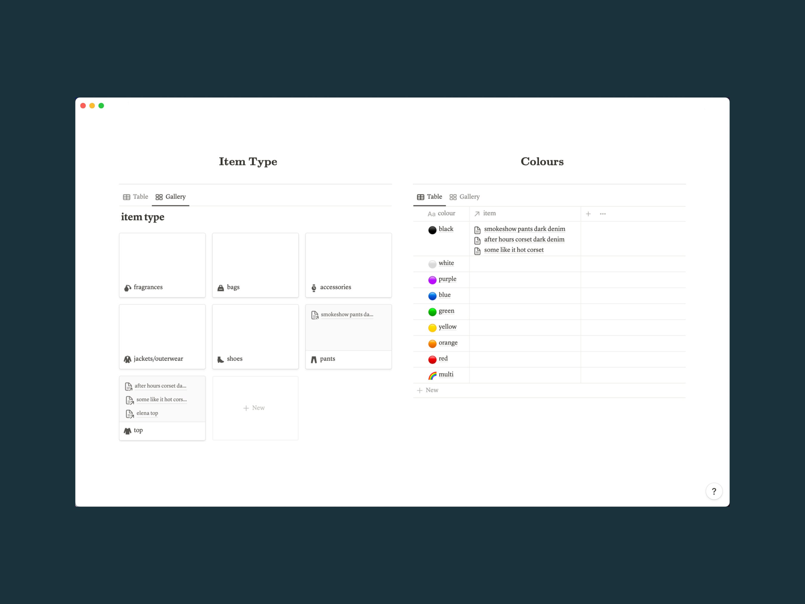 Notion Closet Shopping Wish List Notion Template | Aesthetic Notion ...