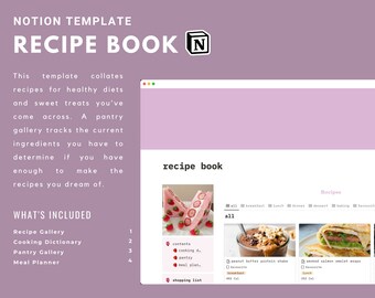 Recipe Book Notion Template for Cooking, Meal Prep - Etsy UK