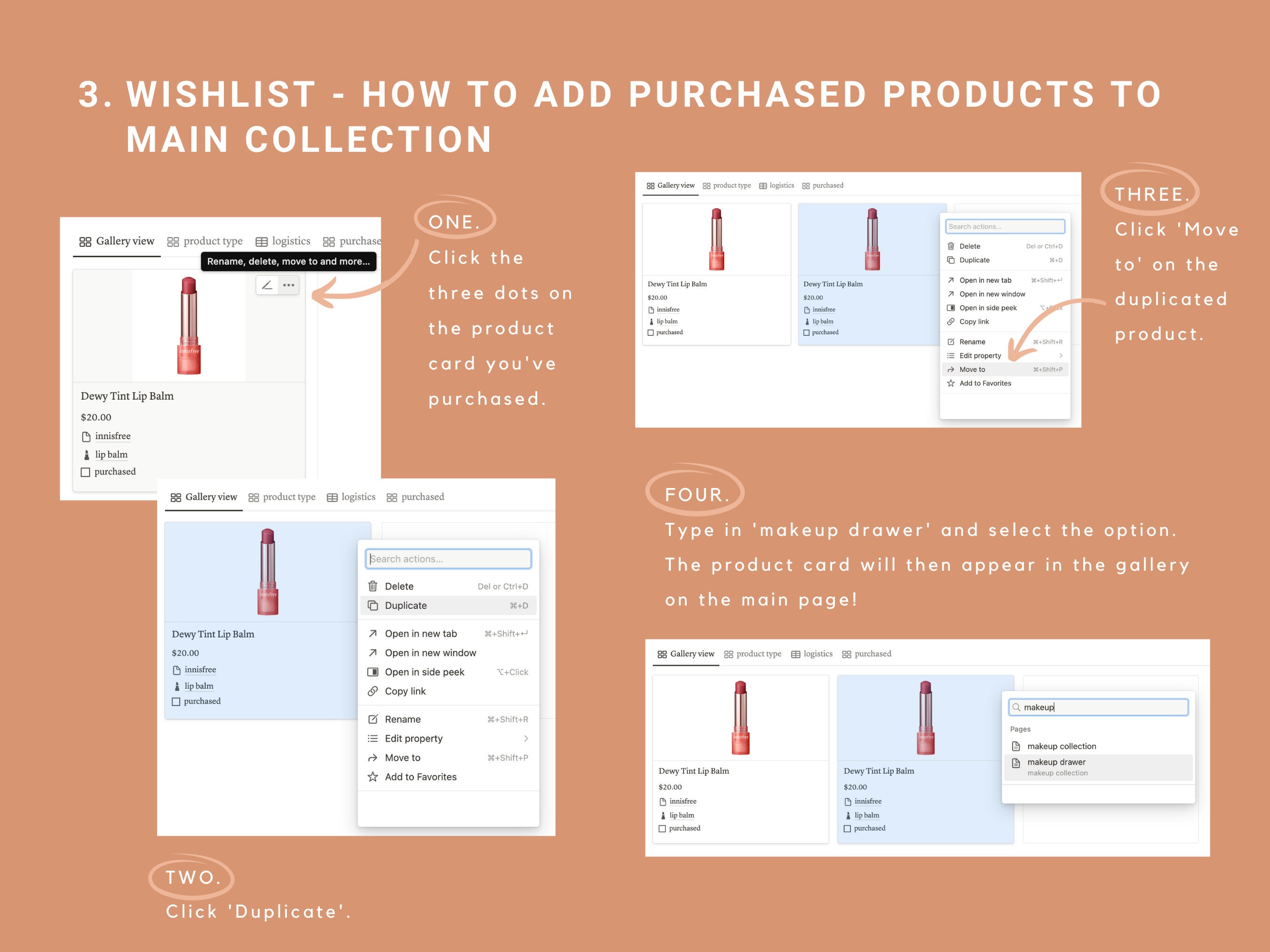 Notion Makeup Collection Notion Template | Aesthetic Notion Template ...