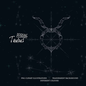 Zodiac & Constellations Clipart Taurus PNG Vector Symbol Ornaments ...