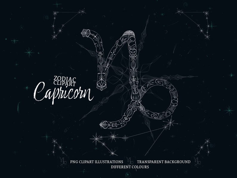Zodiac & Constellations Clipart Capricorn PNG Vector Symbol Ornaments ...