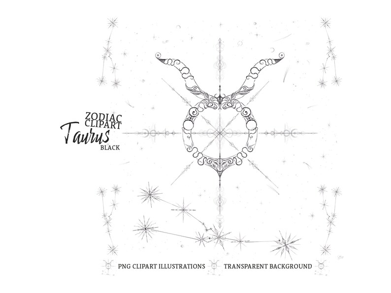 Zodiac & Constellations Clipart Taurus PNG Vector Symbol Ornaments ...