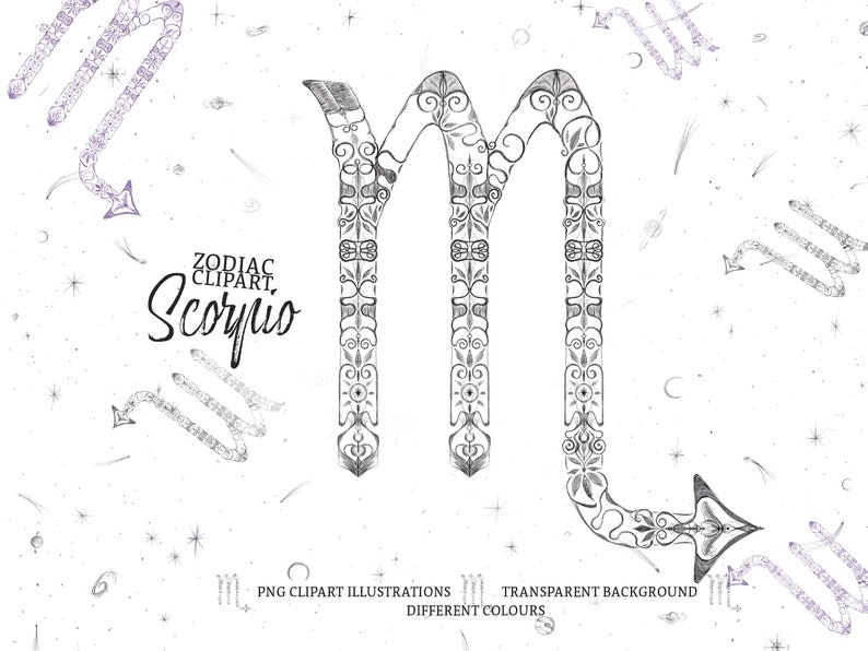Zodiac Clipart Scorpio PNG Vector Symbol Ornaments Night Stars Zodiac ...
