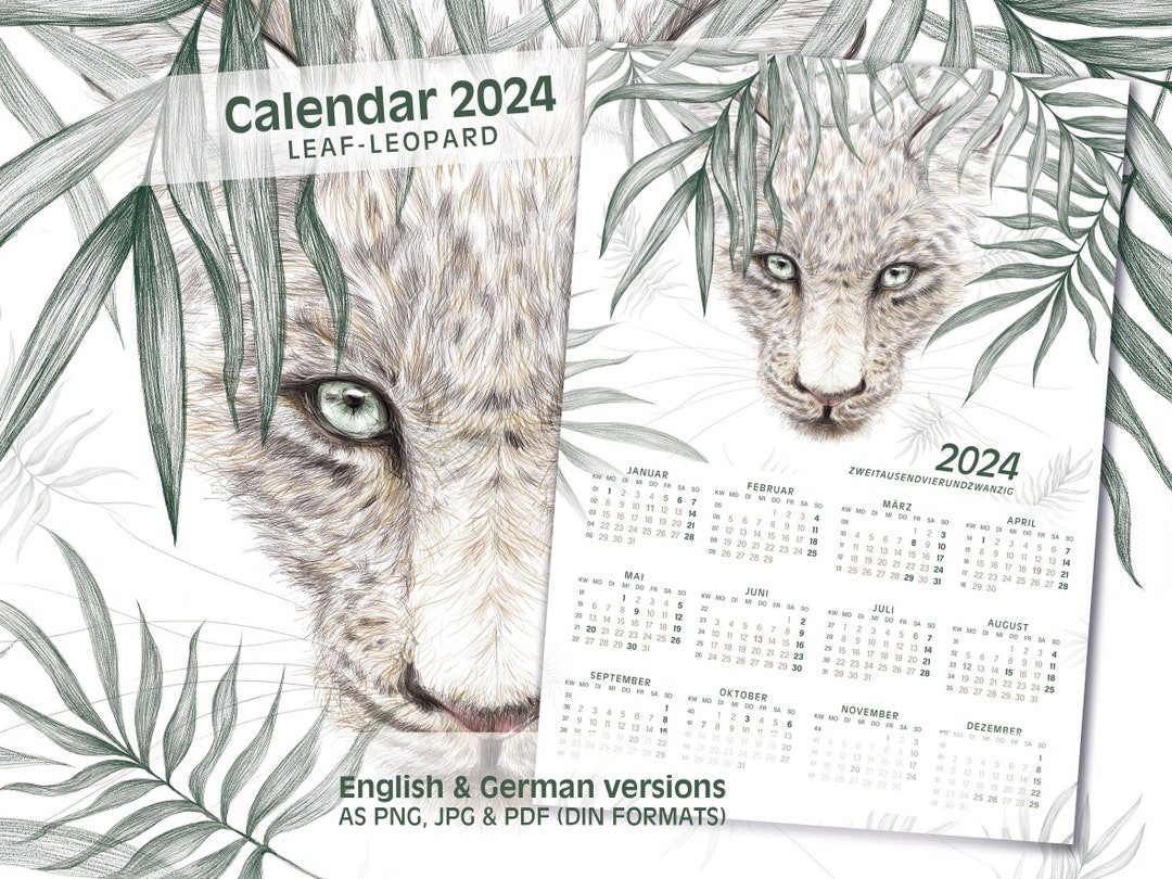 Calendar 2024 Sheet Leopard Variant1 Printable Ornaments - Etsy