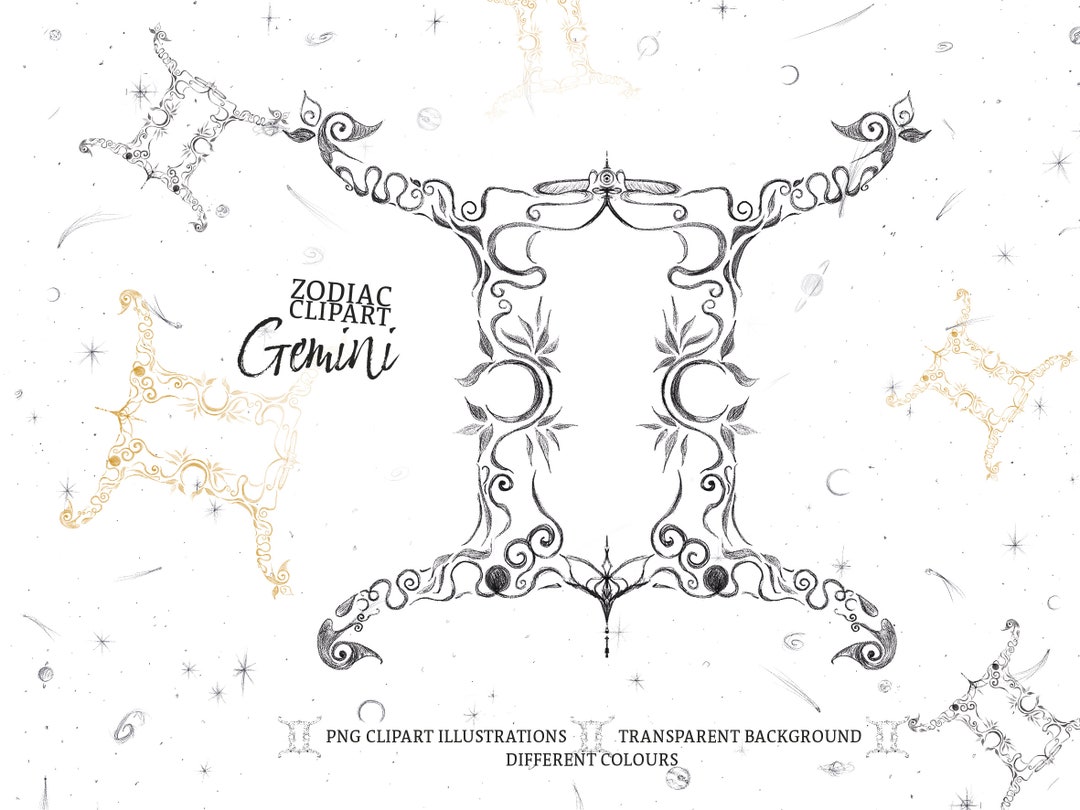 Zodiac Clipart Gemini PNG Vector Symbol Ornaments Night Stars Zodiac ...