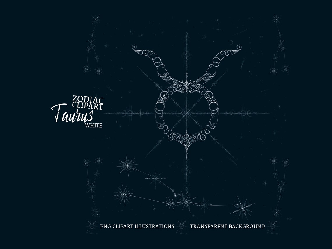 Zodiac & Constellations Clipart Taurus PNG Vector Symbol Ornaments ...