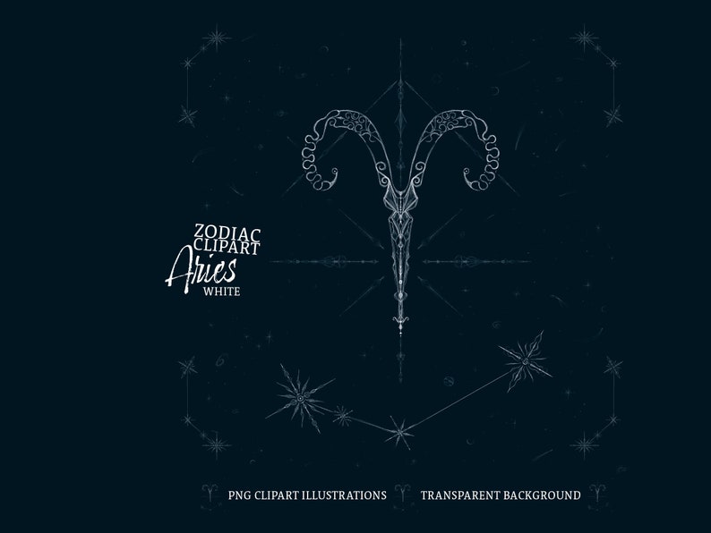 Zodiac & Constellations Clipart Aries PNG Vector Symbol Ornaments Night ...