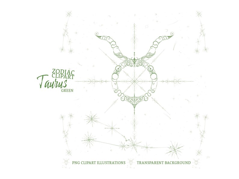 Zodiac & Constellations Clipart Taurus PNG Vector Symbol Ornaments ...