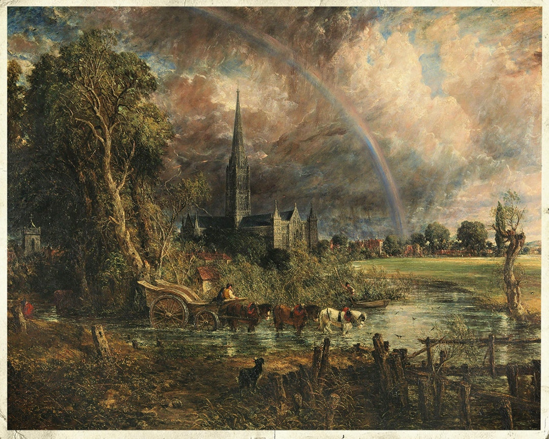 Salisbury Cathedral From the Meadows 1831 John Constable Hand Painted ...
