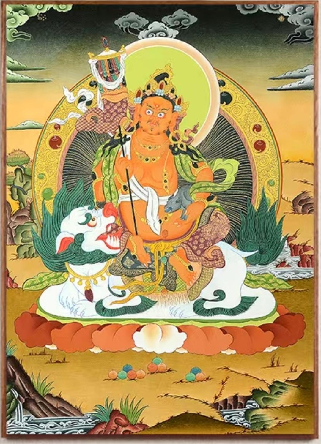 Vaishravana Thangka (thanka) Hand-painted Wealth Deity Sacred ...