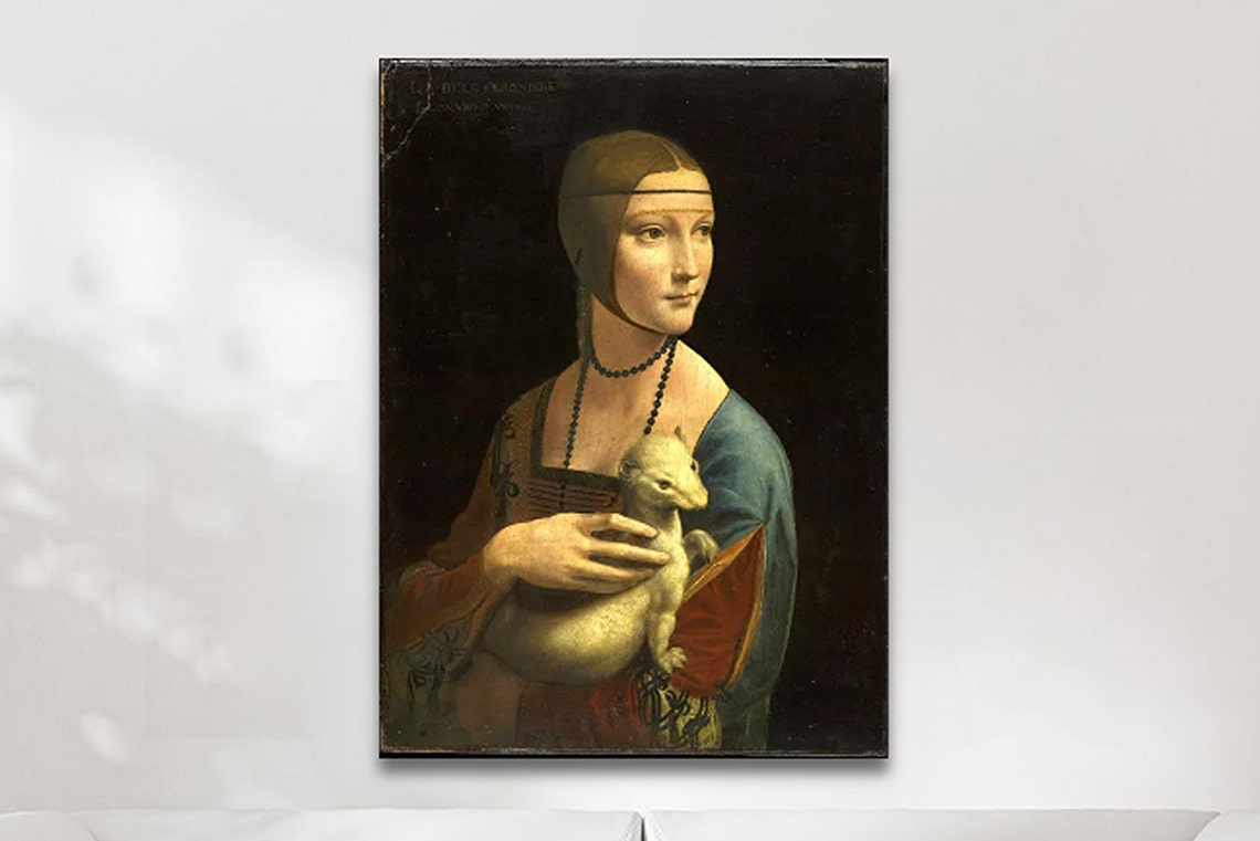 Leonardo Da Vinci Lady With an Ermine 1489 Museum Quality Hand Painted ...