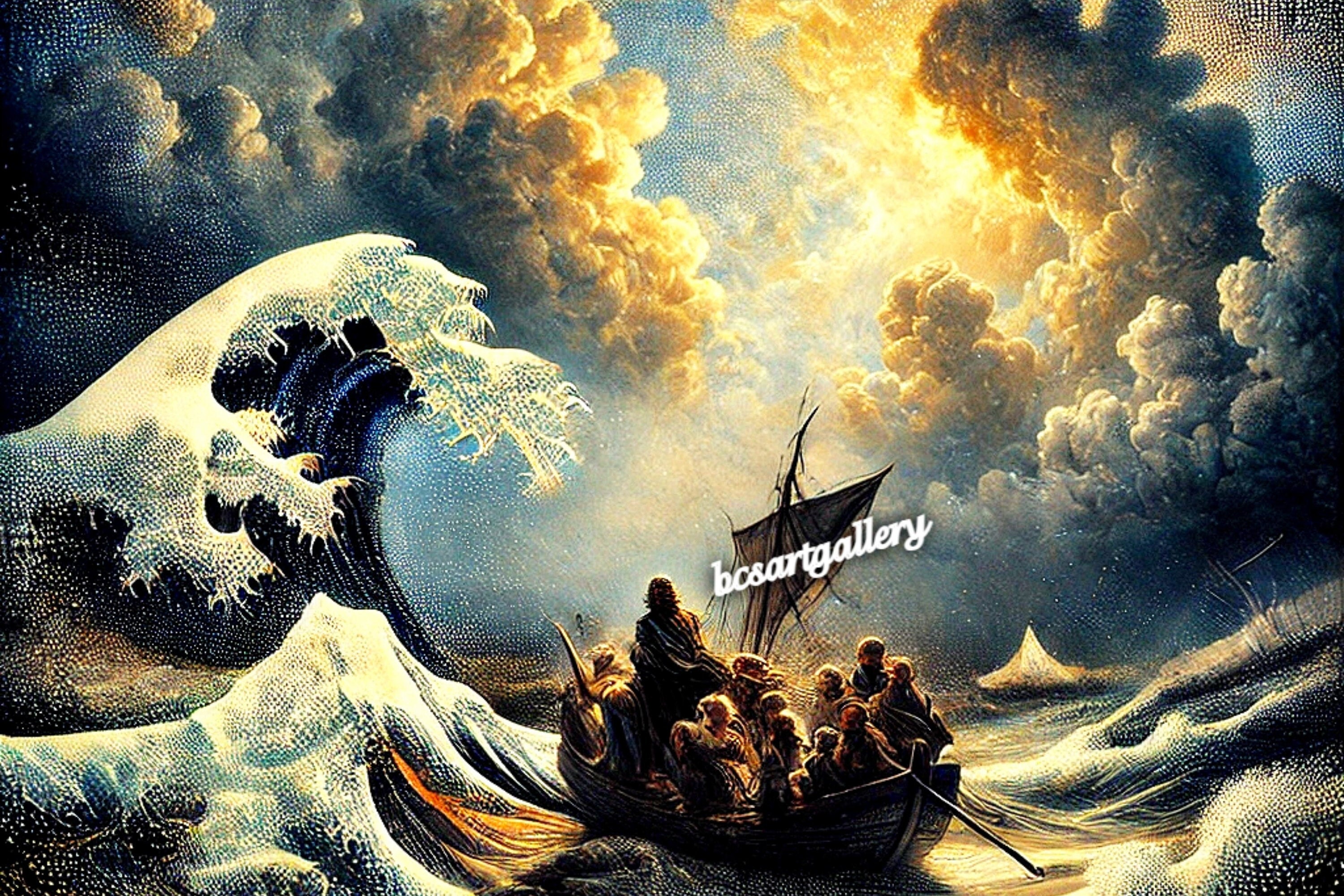 Original Tempest Oil Painting on Canvas 100% Hand Painted Sea of Faith ...