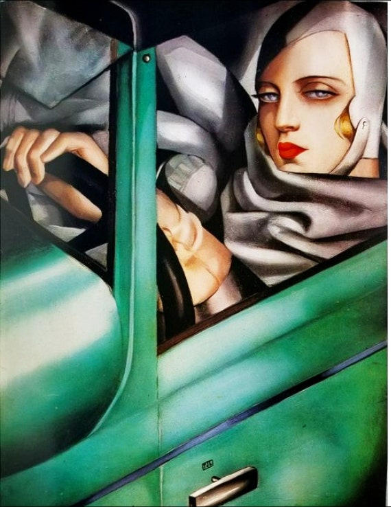 Tamara De Lempicka Tamara in the Green Bugatti Self Portrait 1929 Hand Painted Oil Reproduction Self Portrait of Elegance and Power Etsy