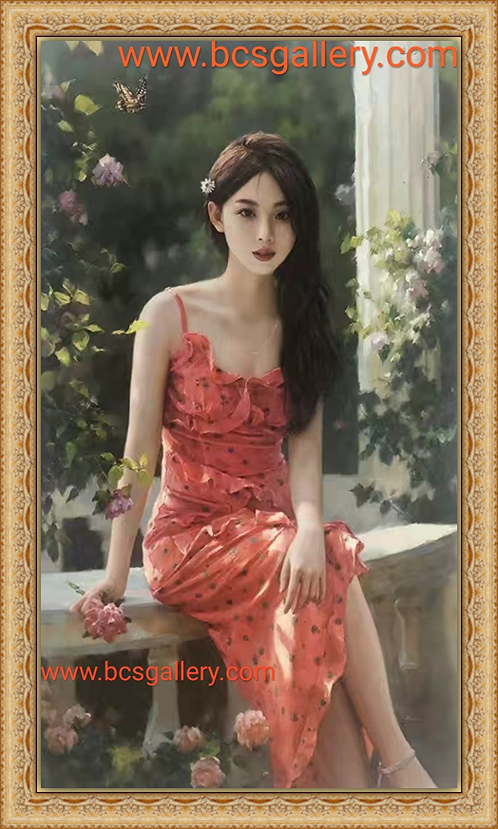 Original Woman in Red Painting Beauty Oil Painting on Canvas 100% Hand ...