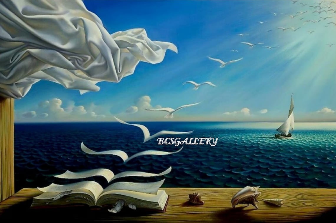Salvador Dali - Book to Birds (bird Island) Museum Quality Hand Painted ...