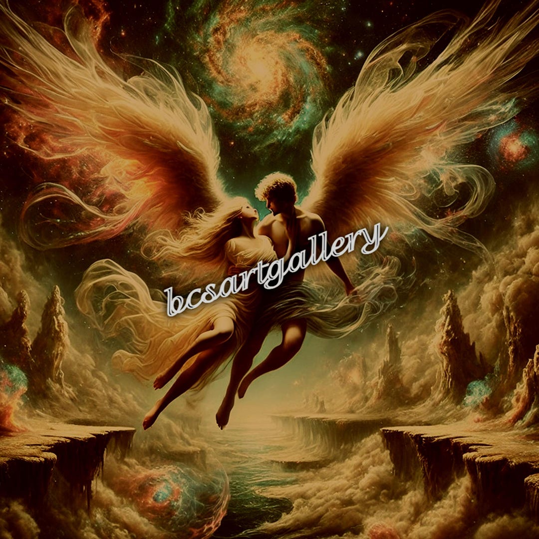 Original Eternity Oil Painting Cosmic Romance Surreal Psyche Creative ...