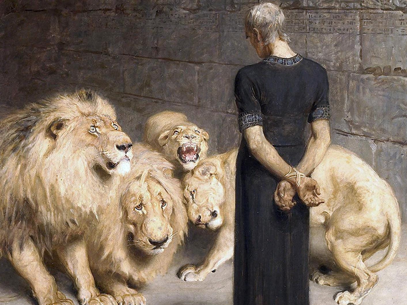 Briton Riviere Daniel in the Lions Den 1872 Hand-painted Oil ...