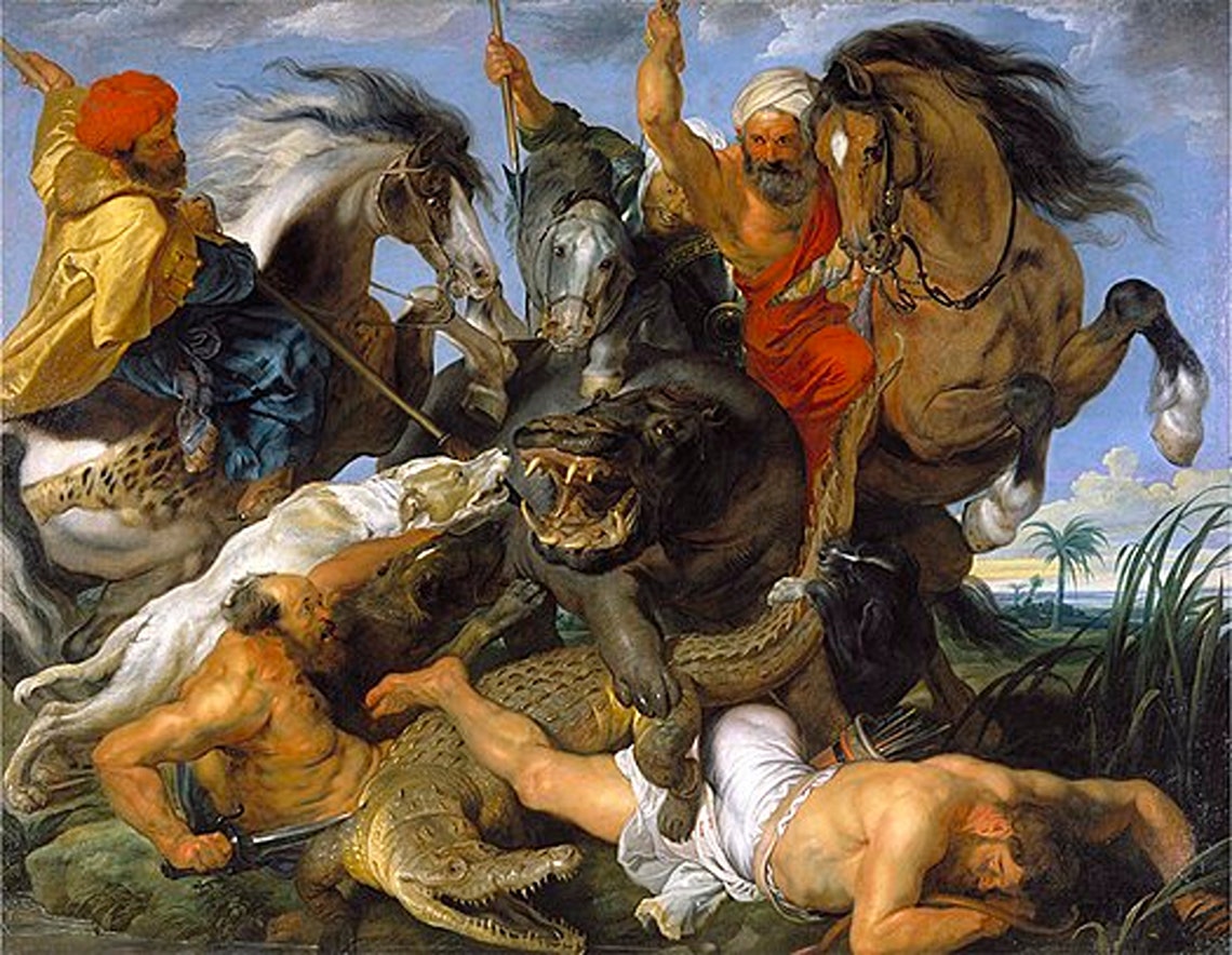Peter Paul Rubens the Hippopotamus and Crocodile Hunt 1616 Hand Painted ...