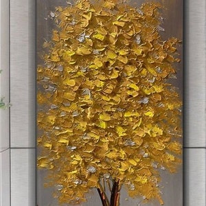 Creative Gold Tree Oil Painting on Canvas,100% Hand Painted Abstract ...