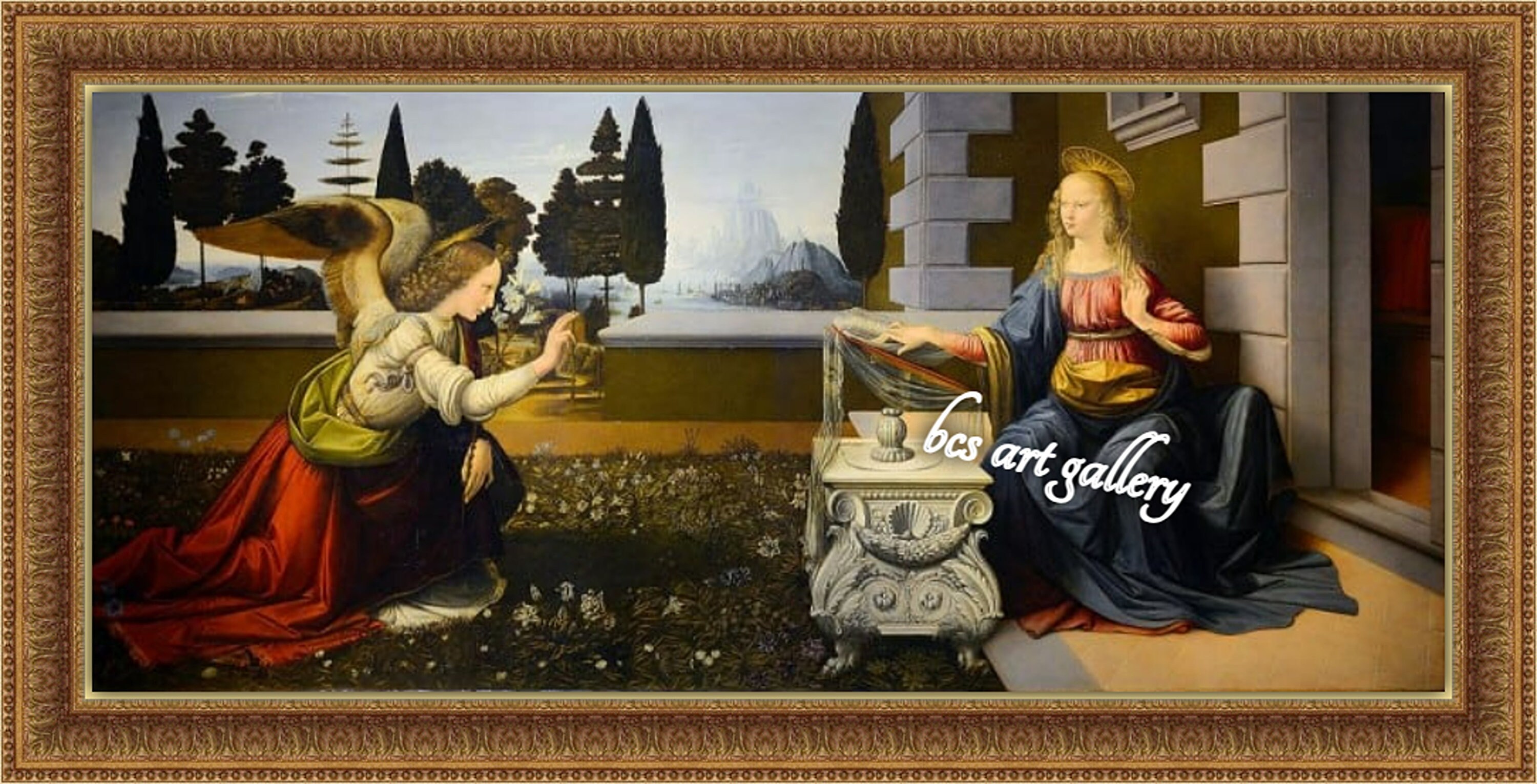 Leonardo Da Vinci Annunciation 1472 Museum Quality Hand Painted Oil ...