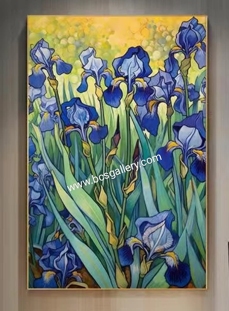 Van Gogh Inspired Irises Art Irises Original Oil Painting Blue Irises ...