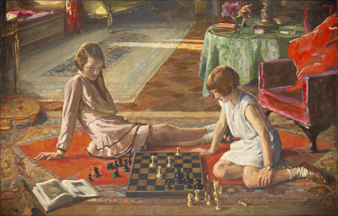 The Chess Players 1929 Sir John Lavery Hand-painted Oil Painting ...