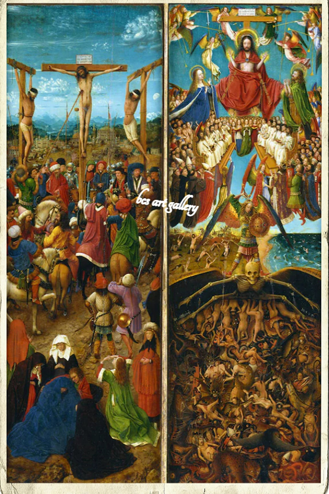 Crucifixion and Last Judgement Diptych Jan Van Eyck 1440 Hand Painted ...