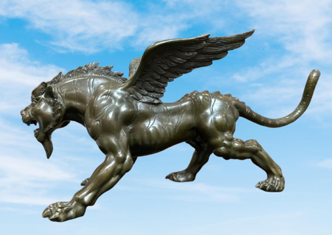 Bronze Mythical Creature Sculpture | Fantasy Guardian Creature Statue ...