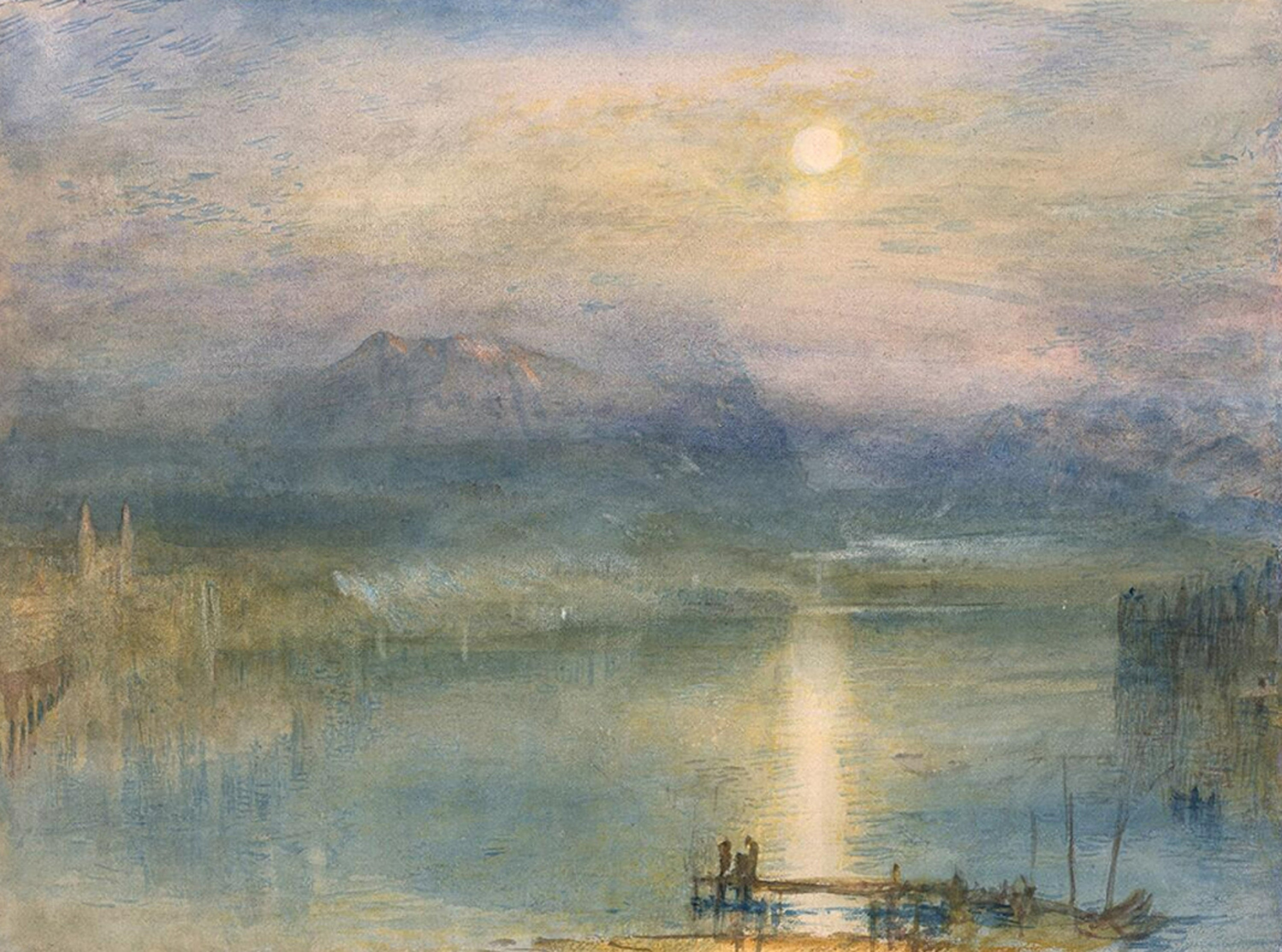 Joseph Mallord William Turner - Moonlight on Lake Lucerne With the Rigi ...