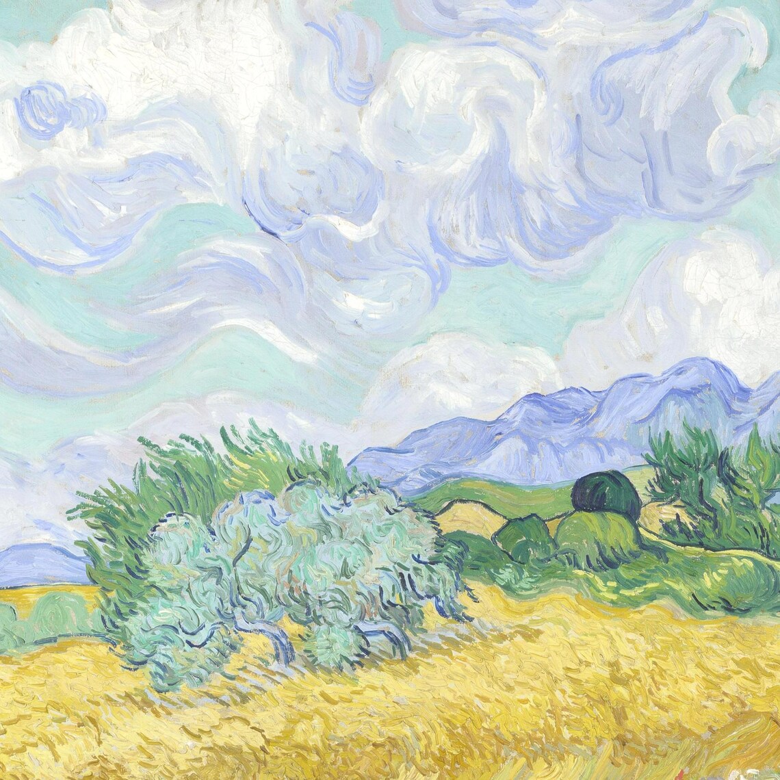 Vincent Van Gogh A Wheatfield With Cypresses 1889 Museum Quality Hand ...