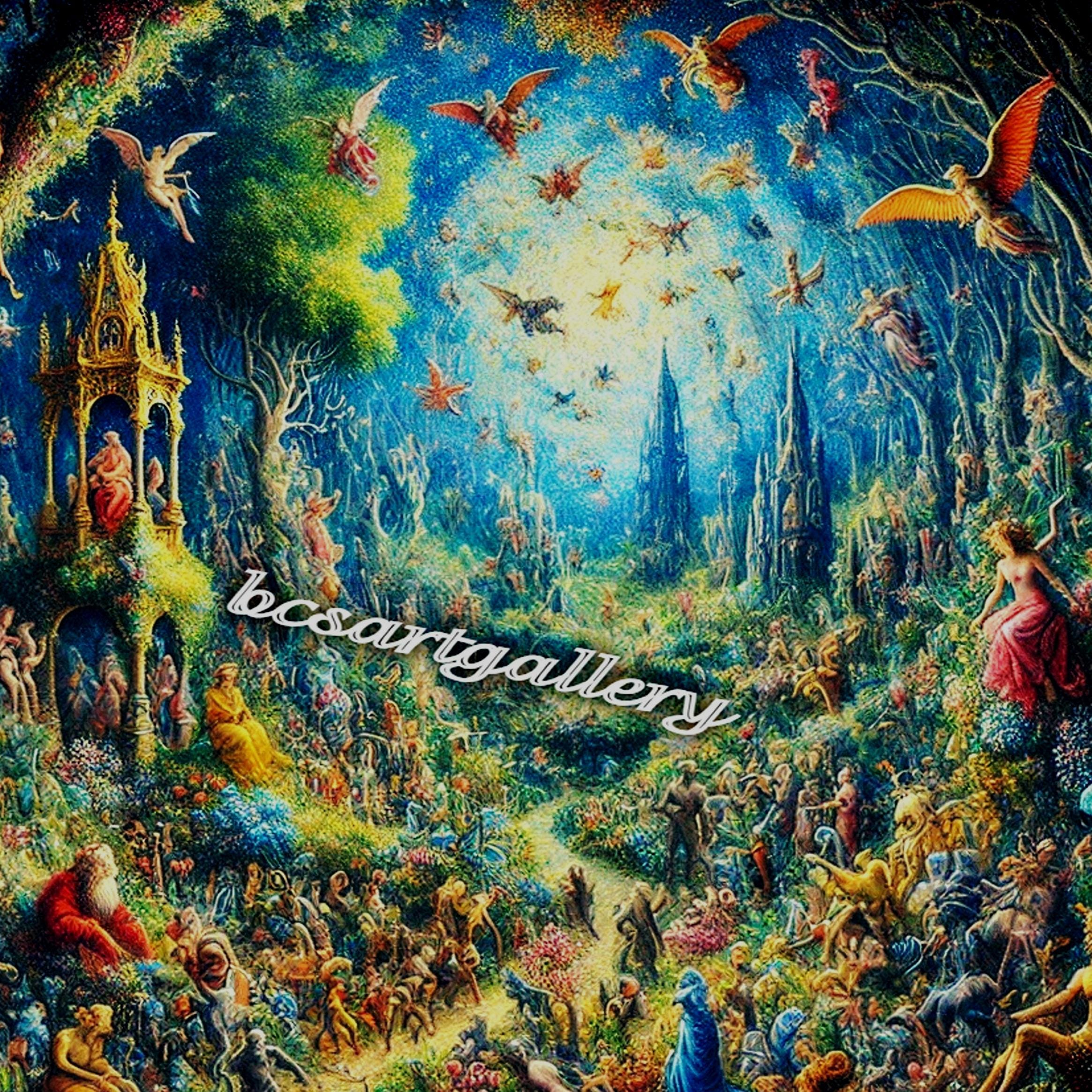 Original New Eden Painting Creative Garden of Luminescent Dreams A ...