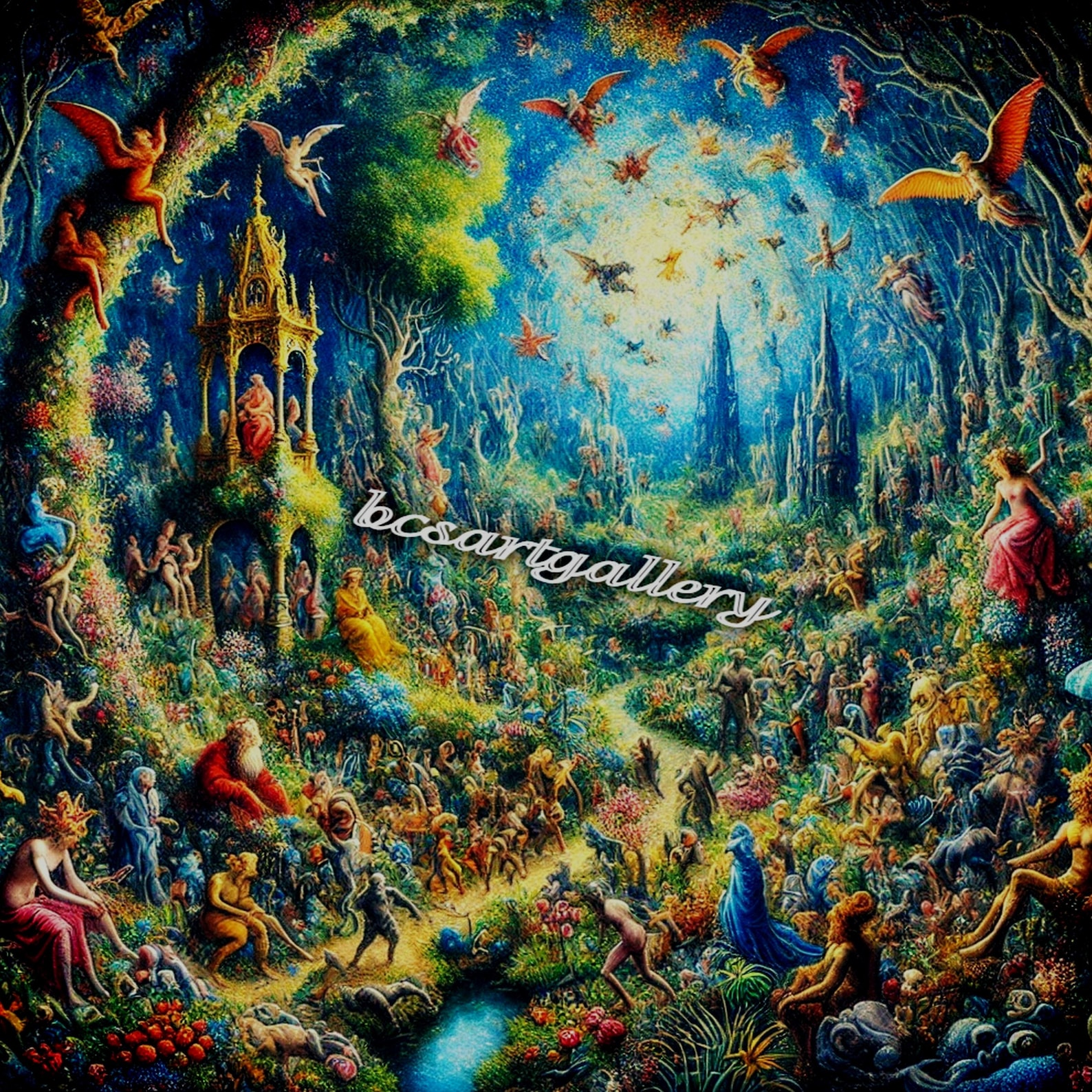 Original New Eden Painting Creative Garden of Luminescent Dreams A ...
