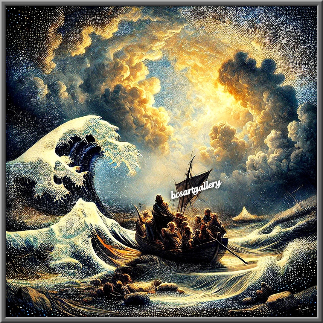 Original Tempest Oil Painting on Canvas 100% Hand Painted Sea of Faith ...
