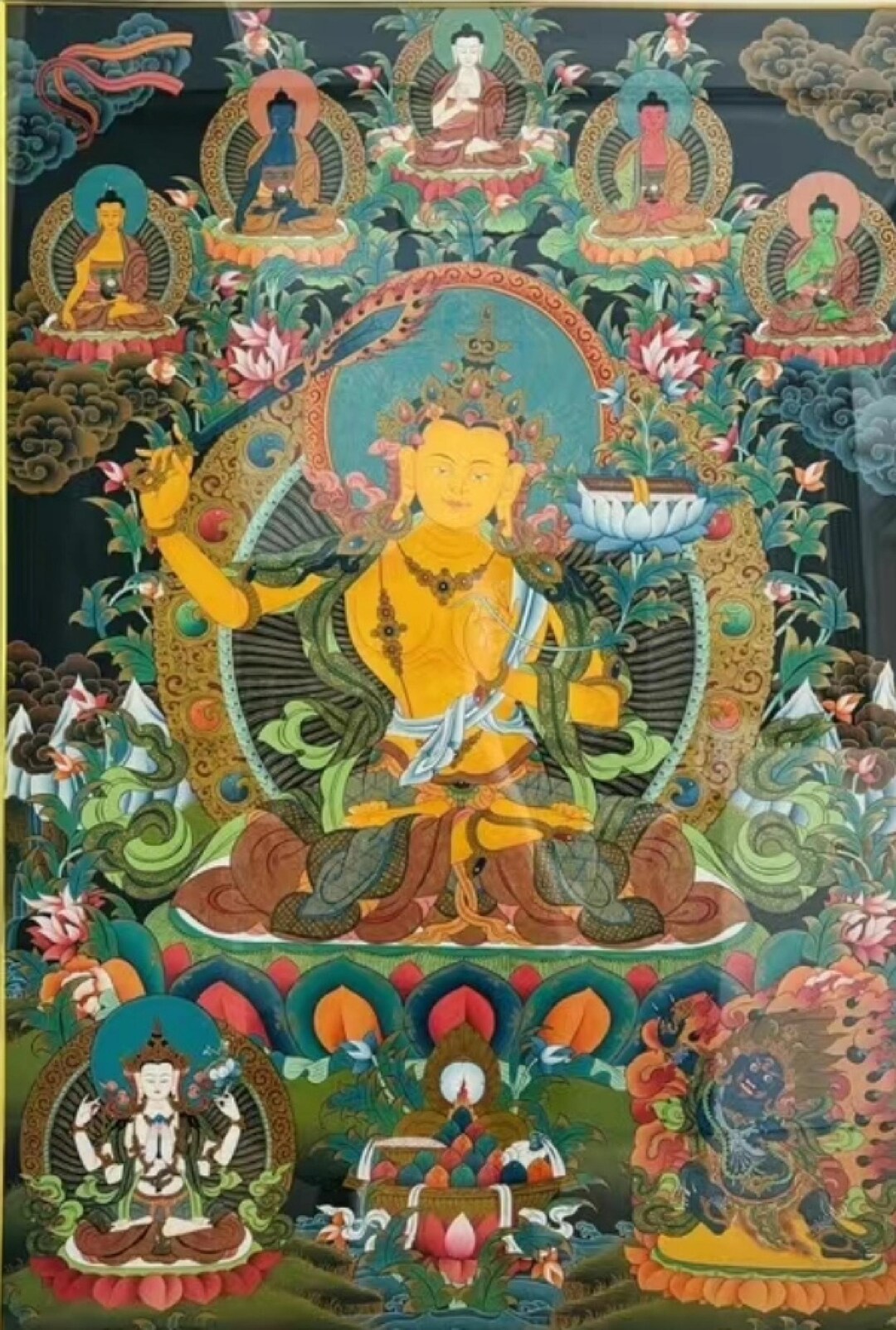 Snowland Three Protectors Thangka Manjushri Bodhisattva Hand-painted ...